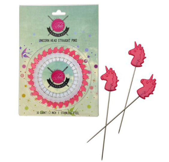 Tula Pink Hardware | 2" 30pk | Unicorn Head Straight Pins - Kimz Sewing ...