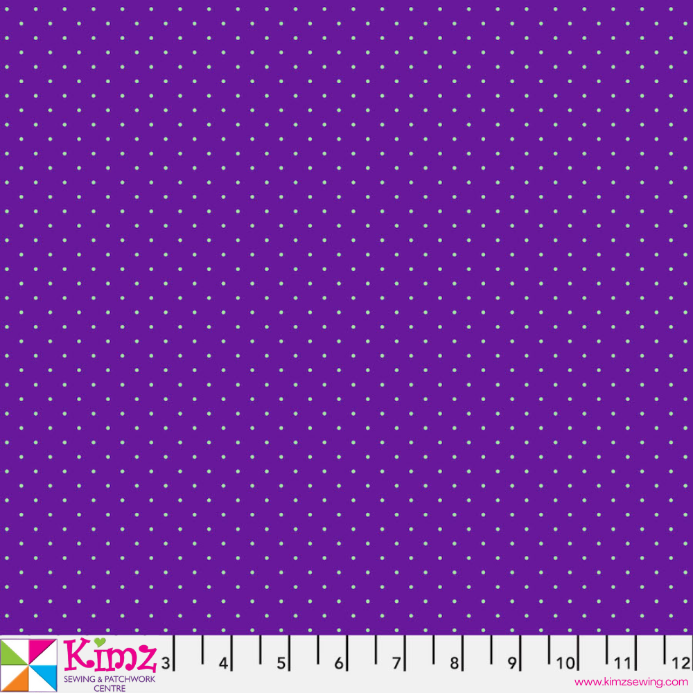 Tula Pink | Tiny Dots | Opal (Light Green on Purple) - Kimz Sewing & Patchwork Centre